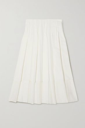 The Row Jupe Midi Pliss&eacute;e En Tissu Mirons - Blanc
