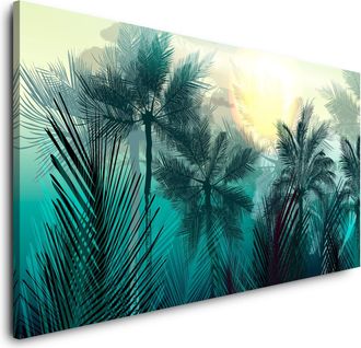 Paul Sinus Art Pflanzen und Palmen 120x 60cm Panorama Leinwand Bild XXL Format Wandbilder Wohnzimmer Wohnung Deko Kunstdrucke
