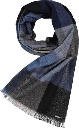 Bugatti Herren Schal blau Woll-Stoff kariert