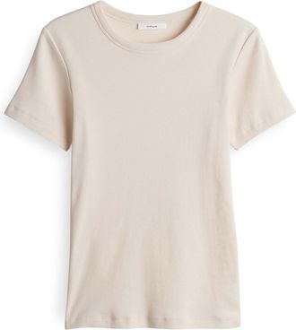 OPUS Damen Kurzarmshirt | SAMUNA Feines Rippshirt Slim aus BCI Cotton Mix Natural Glaze, 44