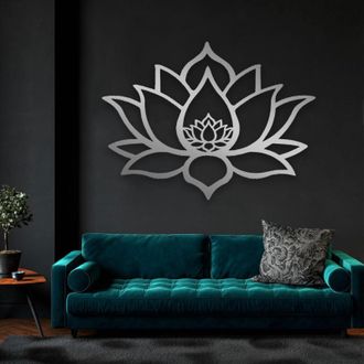 Generic Schwarze Lotusblumen-Wandkunst aus Metall, spirituelle Yoga-Mandala-Wanddekoration aus Metall, Moderne Lotusblumen-Skulptur f&uuml;r Wohnzimmer, Schlafzimm