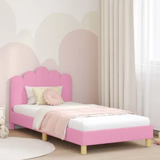 vidaXL vidaXL Cadre de lit pour enfants avec t&ecirc;te de lit Rose 90 x 200 cm