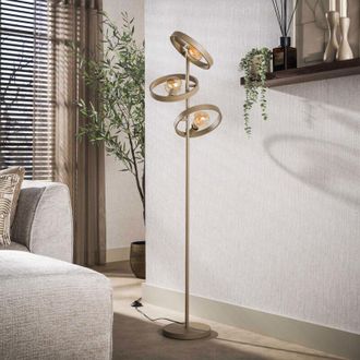 M&S Collection Lampadaire 3 lampes rondes en m&eacute;tal beige - HOOVY