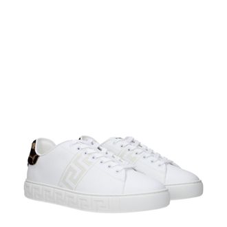 Versace Mens White Leather Low Top Sneakers