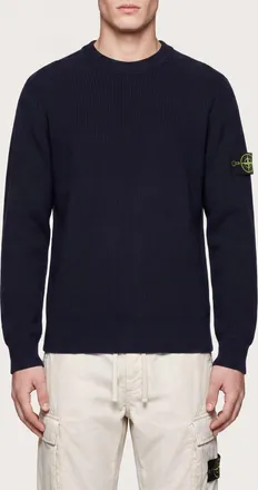 Stone Island Pull &agrave; col rond slim fit en coton avec logo Compass