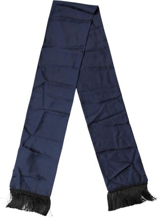 Dolce & Gabbana Mens Navy Blue Silk Fringes Neck Foulard Scarf