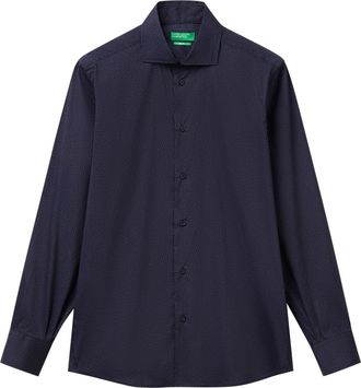 Benetton Herren Camicia 5jueuq04d Hemd, blau, Large