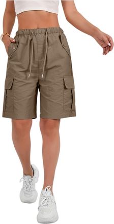 Generic Cargo Shorts Damen Sommer Casual Kurze Cargohose Damen Baggy Gerade Cargo Sporthose Elastischer Taille Mit Kordelzug Bermuda Stoffhose Outdoorhose Str