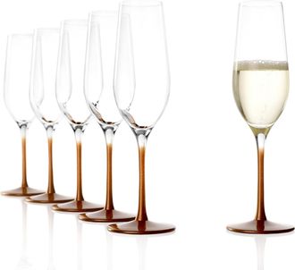 Stölzle Weißweingläser Bronze Event 6er-Set 360 ml - Weingläser für schwere Weißweine & mittelschwere Rotweine - Edle Weißweinkelche mit bronzefarbenem Fuß & 