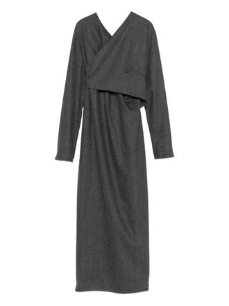 Khaite robe portefeuille &agrave; col crois&eacute; - Gris