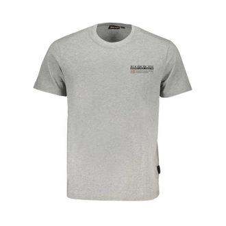 Napapijri Homme, Tops, Gris, Taille: 2XL T-shirt en Coton Gris avec Logo Manches Courtes