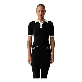 Silvian Heach Robe courte en maille avec col - Femme - Robes - Noir - Taille: 36 FR