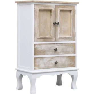 vidaXL Vidaxl - Armoire &agrave; tiroirs blanche 50x30x80 cm - 2 tiroirs et 2 portes - Bois de paulownia et peuplier - Rangement moderne et &eacute;l&eacute;gant
