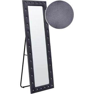 Beliani Beliani - Miroir sur Pied en Velours Gris Fonc&eacute; 50 x 150 cm Glamour Cadre Clout&eacute; Ansouis