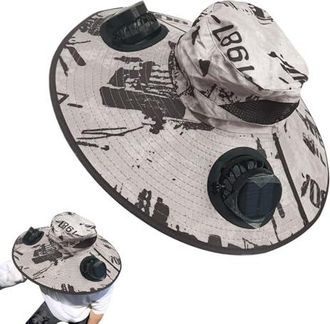 Generico Chapeau de soleil en plein air avec passionn&eacute;s de - Chapeau de plage avec un ventilateur solaire | Outdoor Large Brim Susupport USB Recharge Sunhat av