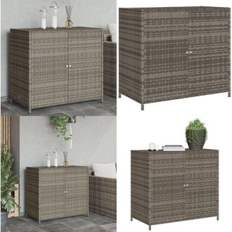 vidaXL Armoire de rangement de jardin gris 83x45x76 cm r&eacute;sine tress&eacute;e - Meuble De Jardin - Coffre De Jardin - Rangement Ext&eacute;rieur - Armoire Ext&eacute;rieure