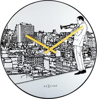 NeXtime Nextime - Wanduhr - Ø 40 cm - Glas/Metall - Weiß - Trumpet City