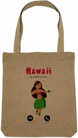 Fabulous Sac Shopping Tote Bag Aspect Lin - Hawaii Is Calling Me Vahin&eacute; Beach Sun - Sac de Courses Toile Epaisse 360g Beige Naturel Cabas Port&eacute; Epaule Solide I