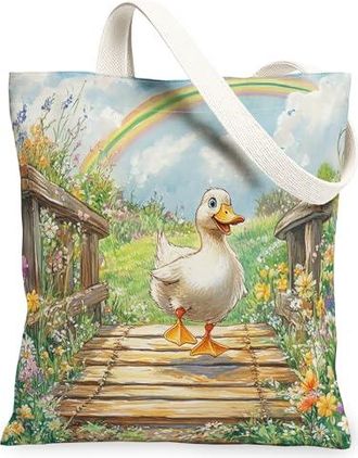 Generic Sac fourre-tout en toile pour le shopping 33 x 38 cm, sac d&eacute;picerie r&eacute;utilisable pour femme, motif floral, paysage, plage, esth&eacute;tique, d&eacute;coration cade