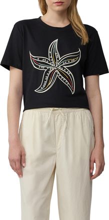 s.Oliver Jersey-T-Shirt mit Frontprint und Schmuckperlen