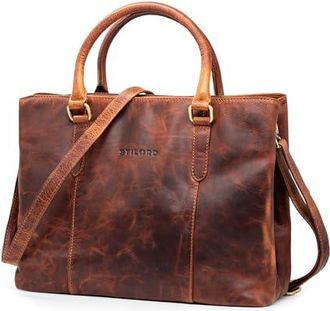 STILORD Lexa Grand sac à main en cuir Femme Vintage Sac à bandoulière Shopper Messenger Sac en cuir Bureau Sac à anses Cuir véritable, Couleur:prestige - marr