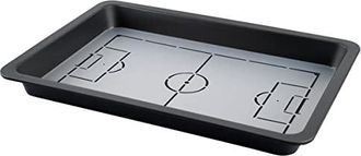 Zenker Pflaumenkuchenblech mit Fußballfeld-Schablone - Premium Backform für Sportfans, 420 x 290 x 40 mm, hitzebeständig bis 230°C, Schwarz