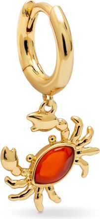 Singularu Einzelner Ohrring Krabbe. Messing mit 18K vergoldung und Naturstein. Schmuck für Damen