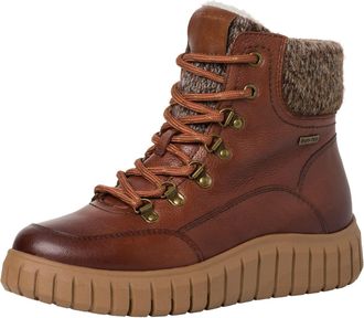 Tamaris COMFORT Damen Stiefeletten zum Schnüren Warm Gefüttert Plateau Comfort Fit, Braun (Cognac), 38 EU