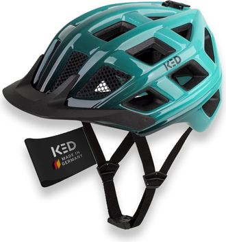 KED Cycling Crom Fahrradhelm F&uuml;r Mountainbike, Trekking Und Alltag Mit LED R&uuml;cklicht, FIDLOCK Verschluss, Insektenschutznetz Farbe: Mint Black Glossy | Gr&ouml;&szlig;e: 60-