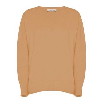 Manila Grace Pull &agrave; col en V - Femme - Pulls - Beige - Taille: 38 FR