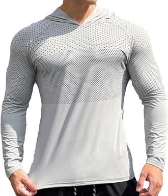 Generic T-shirt de bodybuilding respirant à manches longues pour homme - Séchage rapide, gris, XXL
