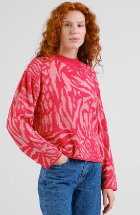 Dedicated Damen vegan Pullover Limhamn Animal Print Rosa