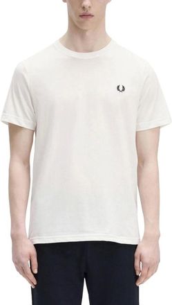 Fred Perry Homme, Tops, Blanc, Taille: S T-shirt Couronne de Laurier Brod&eacute;