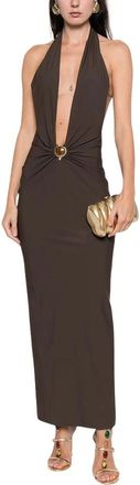 CHRISTOPHER ESBER Femme, Robes, Brun, Taille: 32 FR Mineral Stone Ruched Halter Lycra Dress