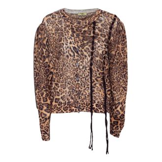 PHO Firenze Cardigan aus Wollmischgewebe mit Leopardenmuster - - Knitwear - Damen - Braun - L