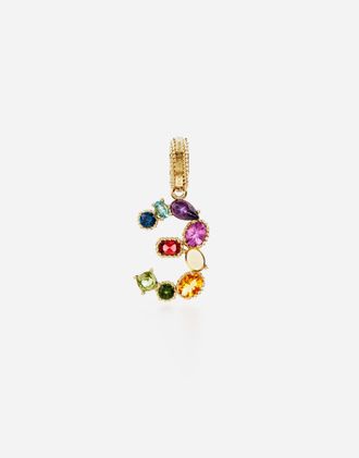 Dolce & Gabbana 18 Kt Yellow Gold Rainbow Pendant With Multicolor Finegemstones Representing Number 3 - Frau Charms Gold Onesize
