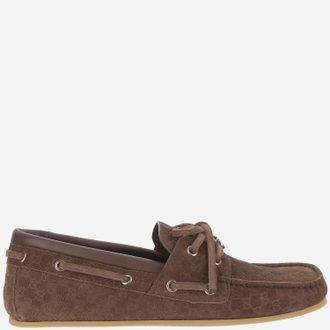 Gucci Womens Loafers Gg Suede Brown