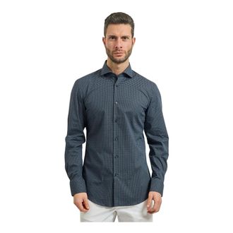 HUGO BOSS Homme, Chemises, Bleu, Taille: L Hank Shirt with Micro Pattern