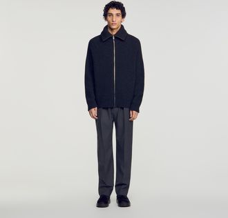 Sandro Cardigan &agrave; zip en laine textur&eacute;e