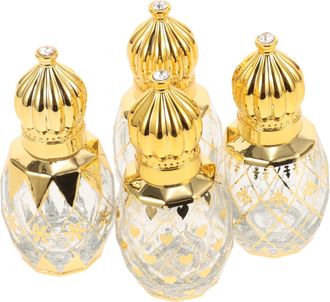 Angoily 4 Stück Nachfüllbare Parfümflaschen Glas mit Metallkappe Wiederverwendbare Ätherische Öl Behälter Kleine Rollflaschen für Parfüm Lotion und Make up Fl