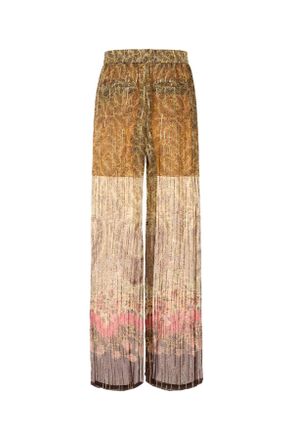 Valentino Garavani Womens Printed Pekin Wide-Leg Pant Almondbeigemulticolor Pantaloni Trousers