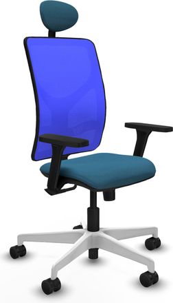 Piqueras y Crespo B&uuml;rostuhl mit 3D-Armlehnen, h&ouml;henverstellbarer Lendenwirbelst&uuml;tze und festem Kopfteil, ausgestattet mit 3 Positionen und Schneideschaum, Blau/Petrol