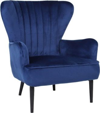 SVITA Svita - arthur Fauteuil à oreilles Fauteuil relax Moderne Rembourré Velours Bleu foncé
