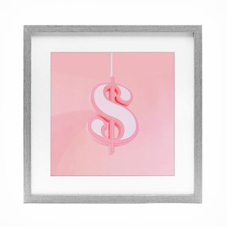 Stupell Industries Rosa Pastell-Dollar-Schild, schwarzer gerahmter Druck unter Glas, Design von LISH Creative, 40,6 x 40,6 cm