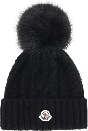 Moncler Kaschmir-M&uuml;tze mit Bommel - - Accessories - Damen - Schwarzk - ONE SIZE
