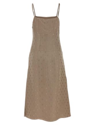 Fendi Womens Gray Silk Midi Dress
