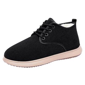 Generic Bottes de neige dhiver pour femme doubl&eacute;es de fausse fourrure chaudes d&eacute;contract&eacute;es classiques couleur unie &agrave; lacets Coupe large Confortable Bottines 