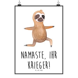 Mr. & Mrs. Panda Bild Faultier Yoga DIN A3 - Geschenk, für Wand, Namaste, wanddeko, Plakat, Poster, Yogaübungen, Atmung, drucke, Meditation