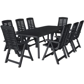 vidaXL Vidaxl - Ensemble &agrave; manger dext&eacute;rieur 9 pcs Plastique Anthracite