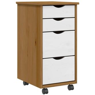 vidaXL Vidaxl - Armoire roulante avec tiroirs moss bois de pin marron miel